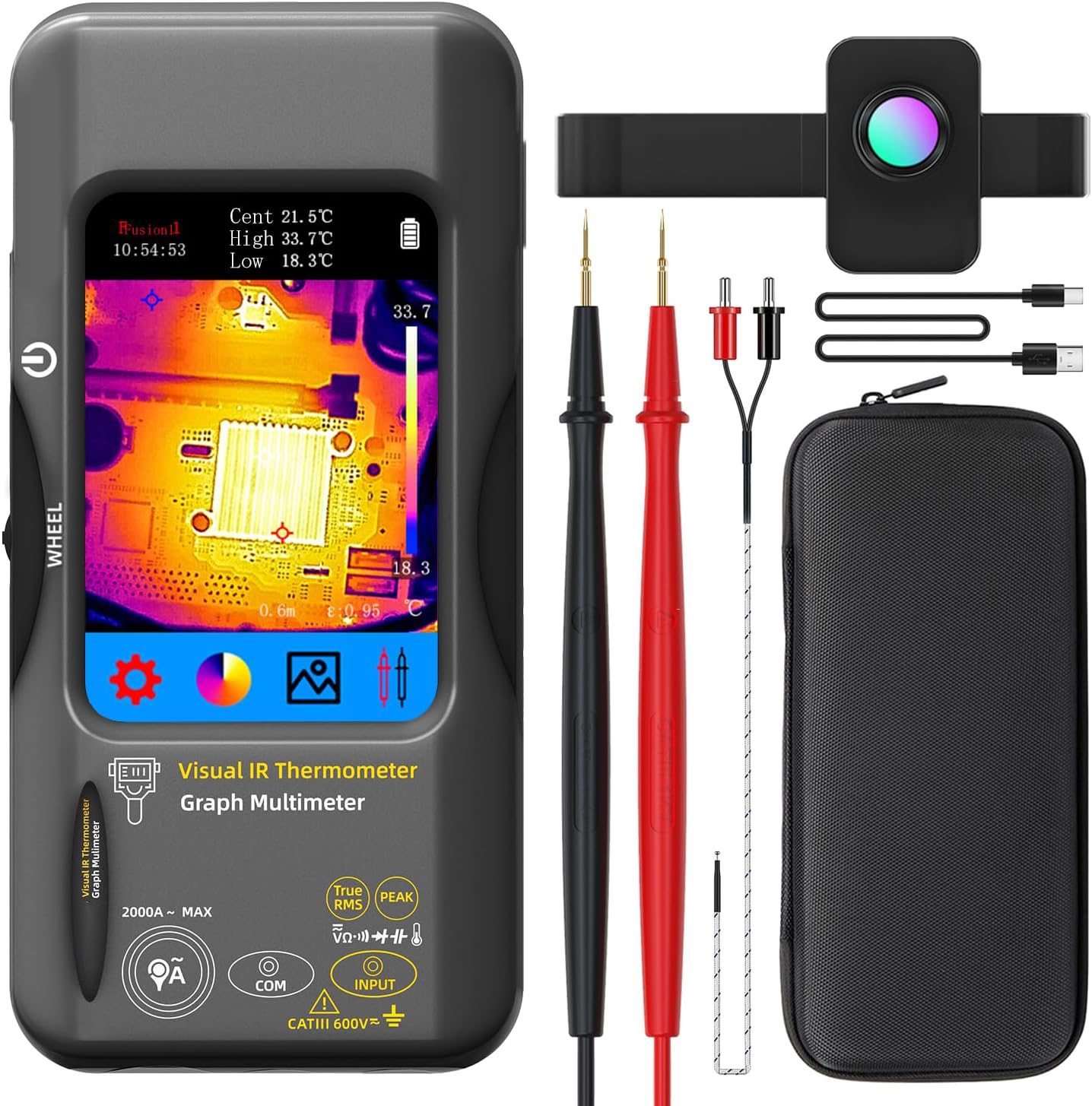 2-in-1 Thermal Imager Multimeter Tester With Macro Lens & Touch Screen