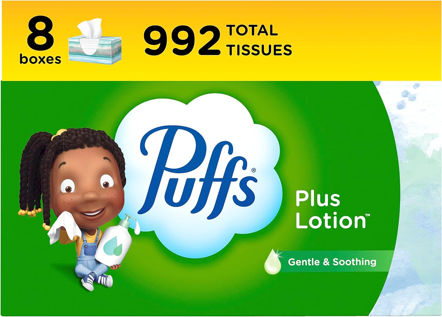 Puffs Plus Lotion Facial Tissues, 8 Family Boxes, 124 Facial Tissues ...