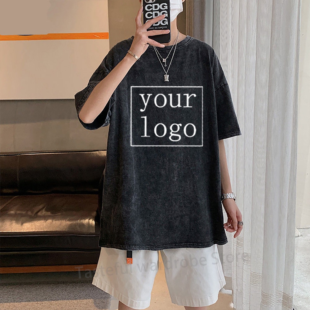 Customized Printed Cotton T Shirt Harajuku Men's Top DIY Your Like ...