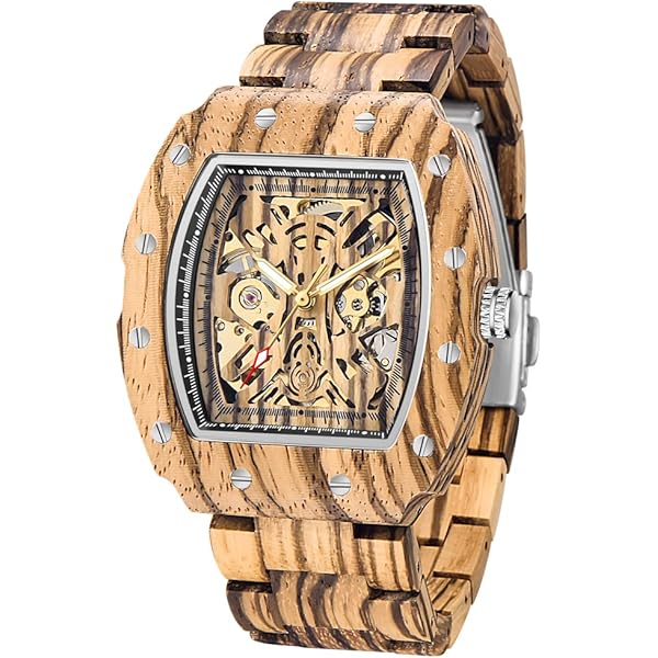 Men's Wooden Watch Triangle Skeleton Automatic Watch Mechanical Wood ...